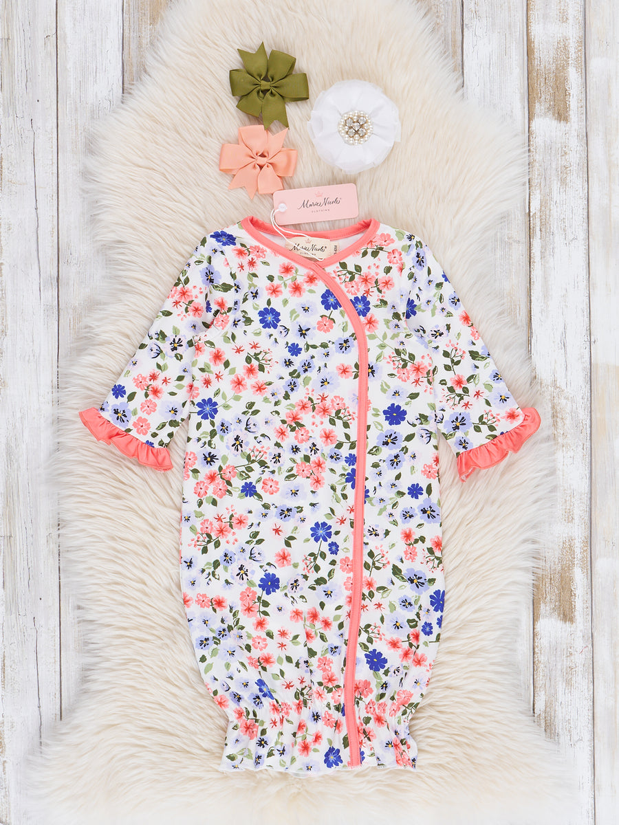 Coral Crazy Daisies Sleeper Gown – Marie Nicole Clothing