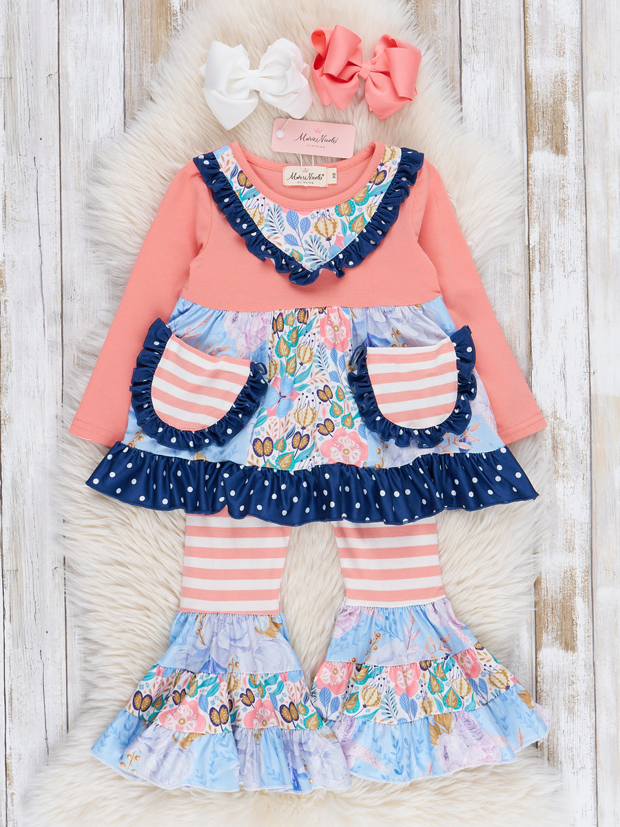 Pocket Flara Bells Outfit - Coral – Marie Nicole Clothing