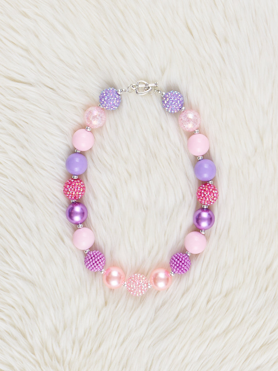 Pink & Purple Sparkle Bubblegum Necklace – Marie Nicole Clothing