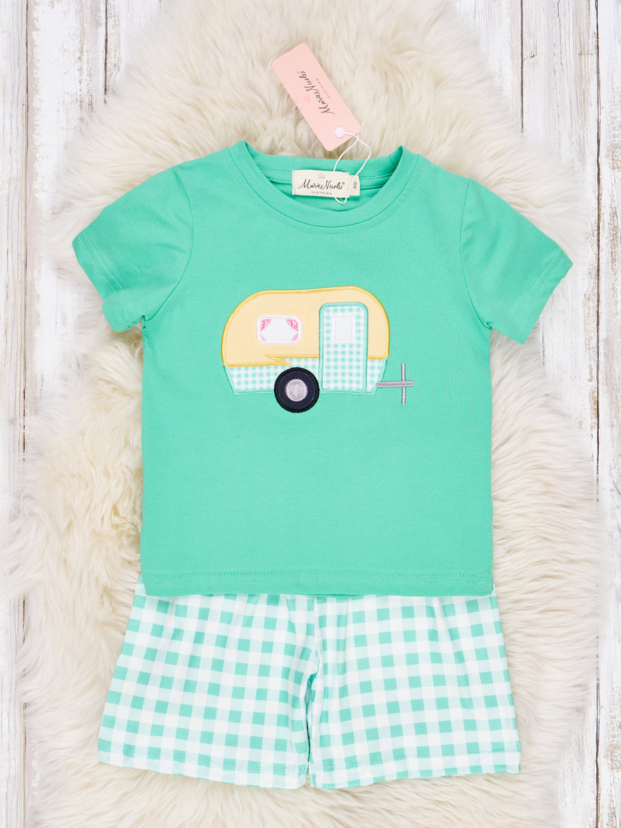Mint Gingham Camper Outfit – Marie Nicole Clothing
