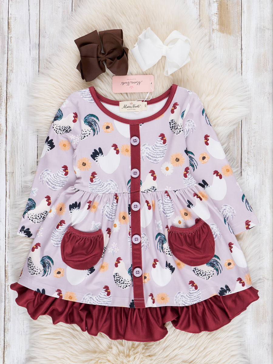 Lilac & Maroon Chicken Tiered Ruffle Dress – Marie Nicole Clothing