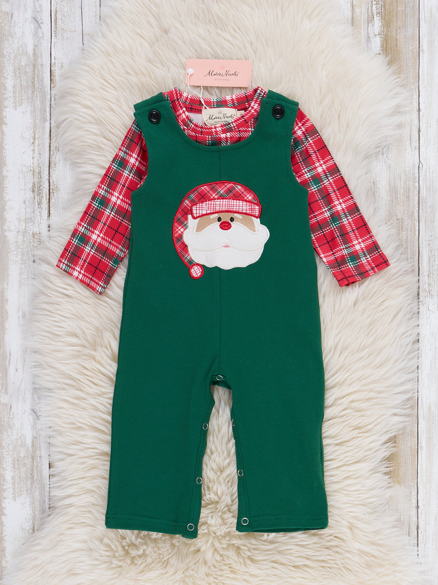 Santa's Little Elf Embroidered Overall Romper Set – Marie Nicole Clothing