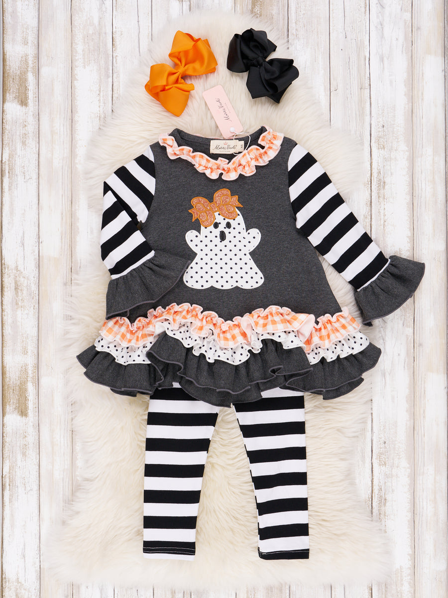 Charcoal Ghost Ruffle Outfit - Marie Nicole Clothing