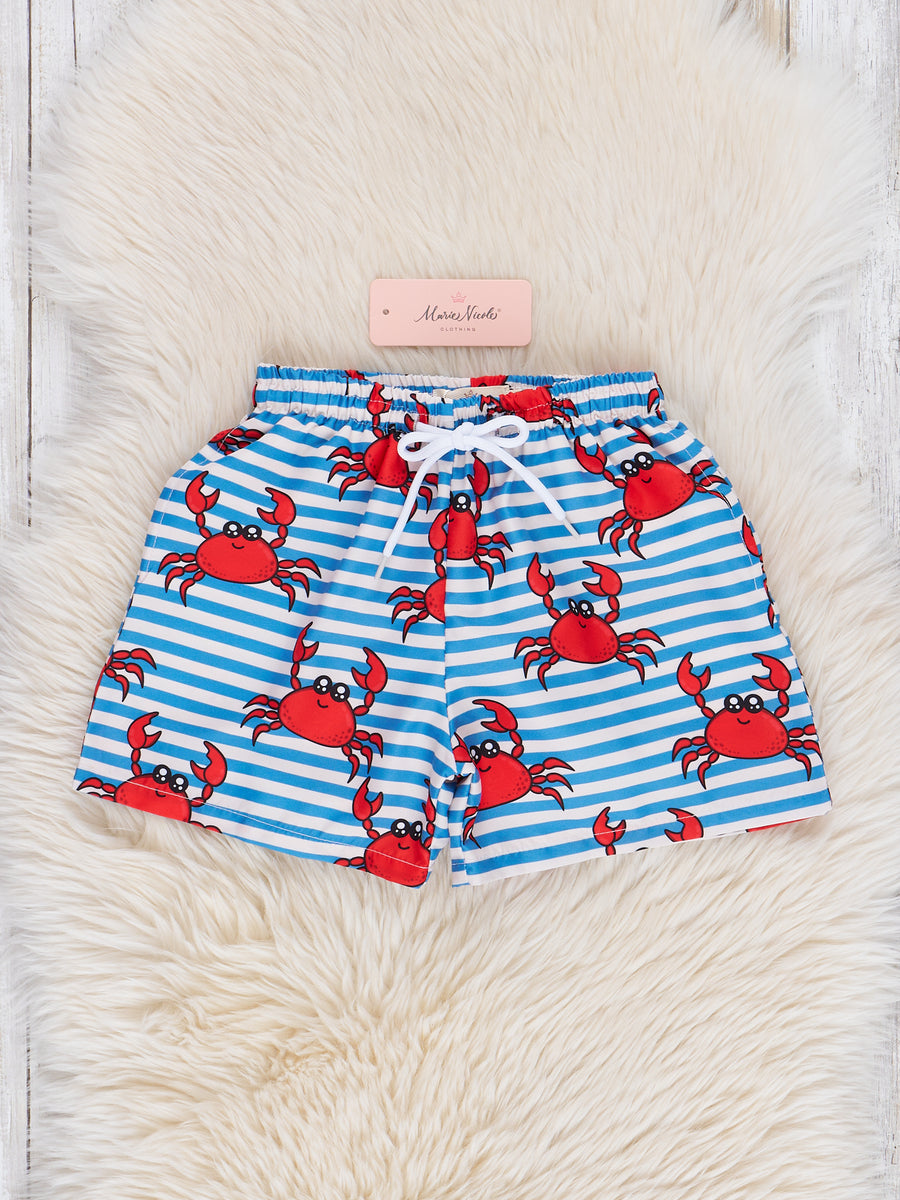Crabby Striped Swim Trunks – Marie Nicole Clothing