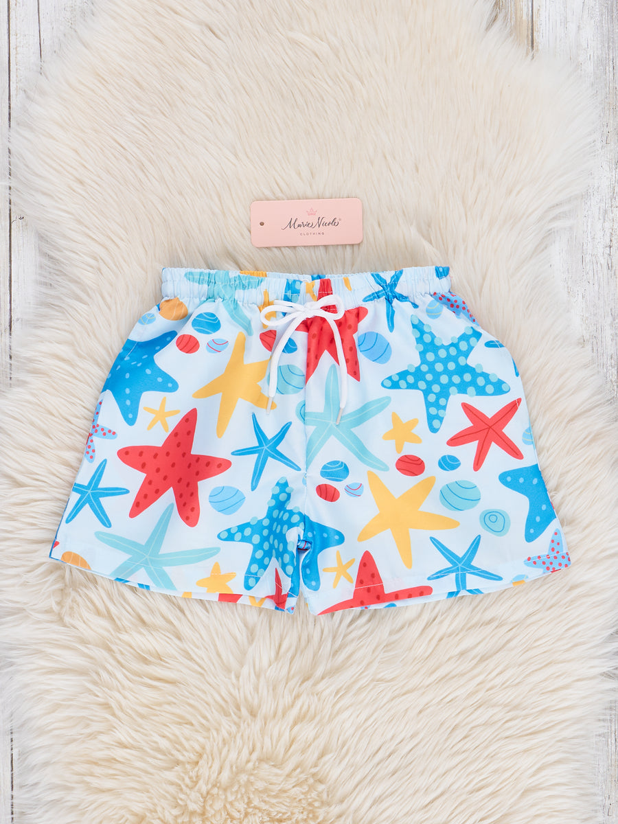 Starfish Seashells Swim Trunks - Marie Nicole Clothing