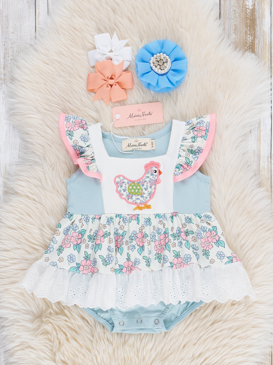 Floral Chicken Lacy Ruffle Bubble – Marie Nicole Clothing
