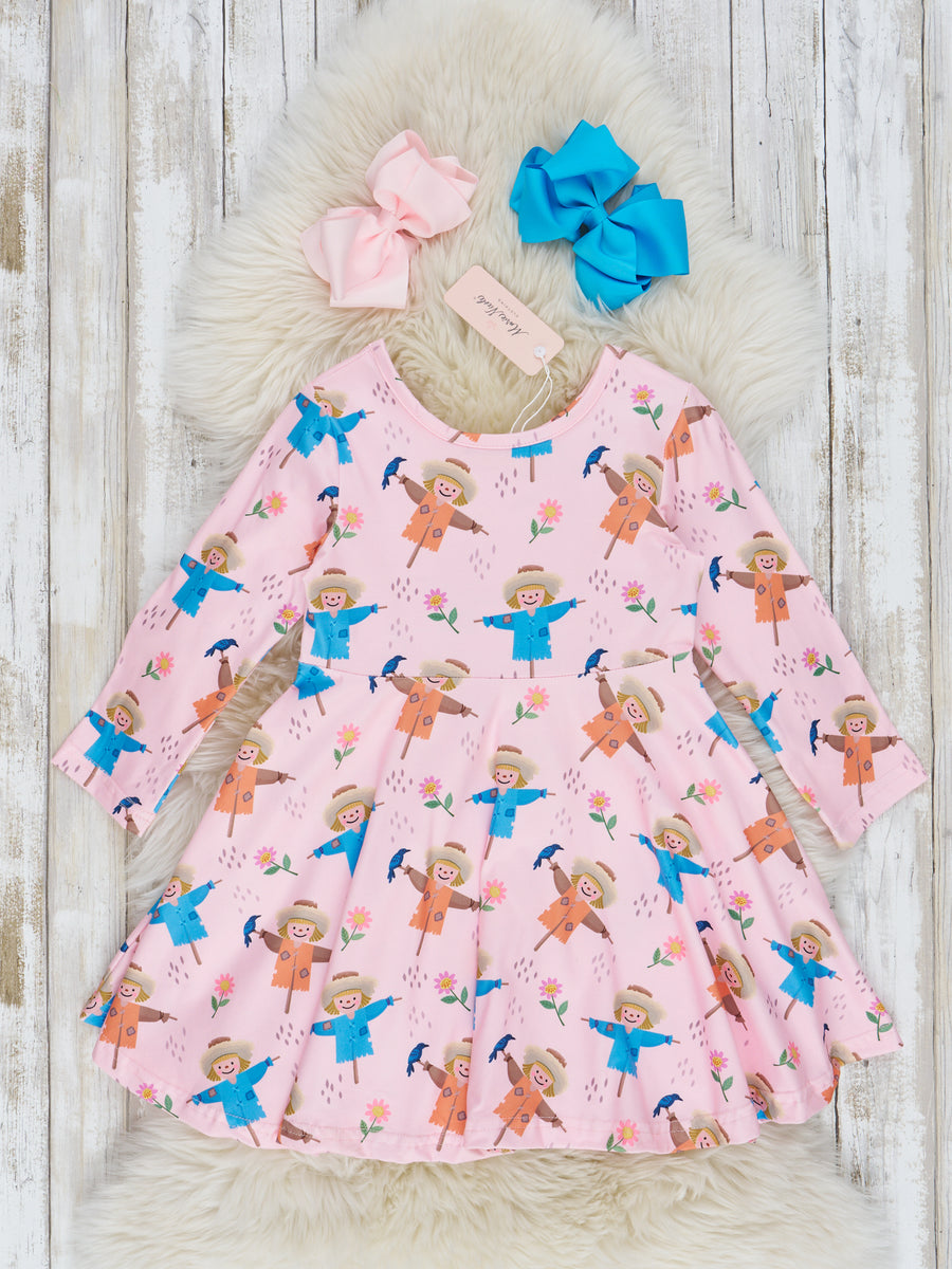 Pink Scarecrow Floral Swing Dress - Marie Nicole Clothing