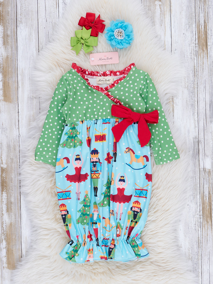 Green & Blue Dots Nutcracker Sleep Gown – Marie Nicole Clothing