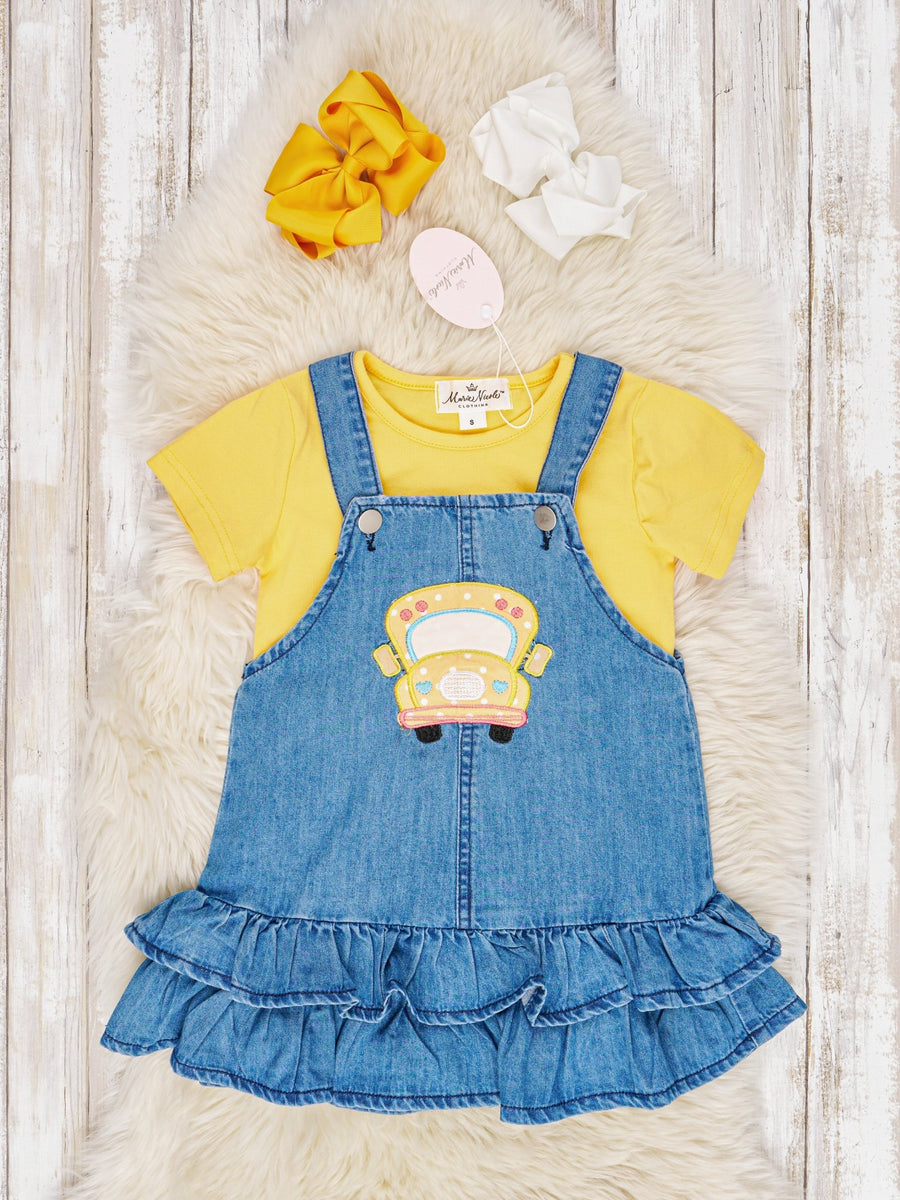 School Bus Denim Dress Set – Marie Nicole Clothing