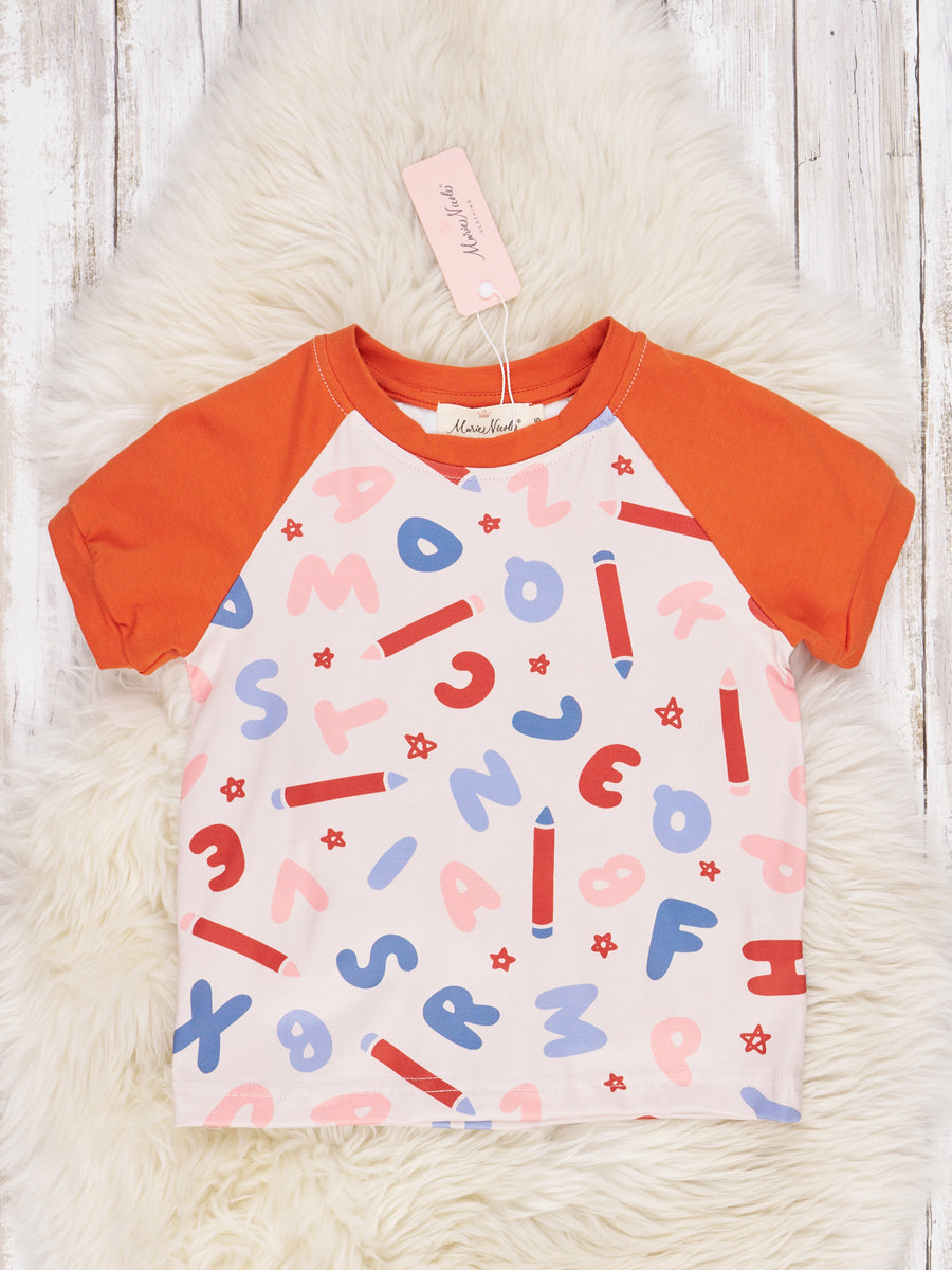 ABC Red Raglan Shirt – Marie Nicole Clothing