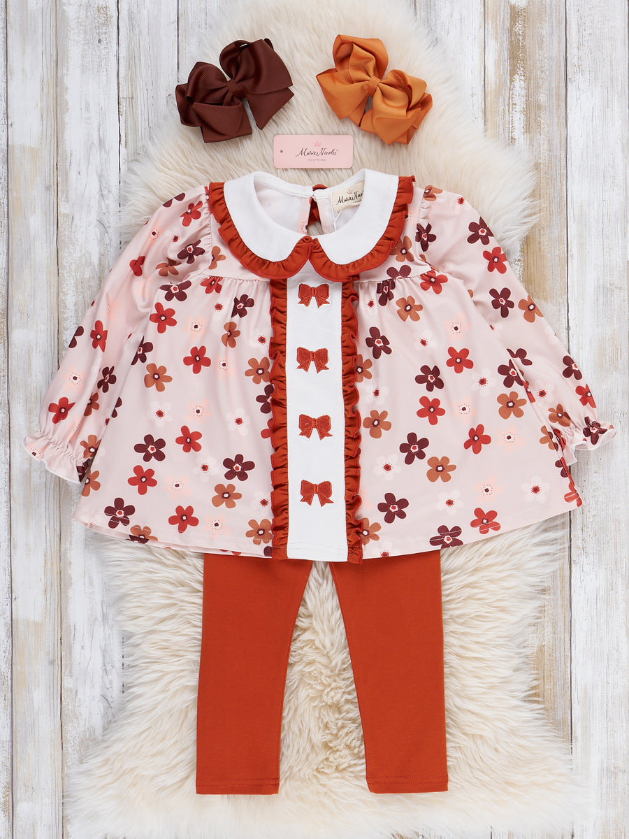 Maple Bloom Embroidered Bow Outfit - Marie Nicole Clothing