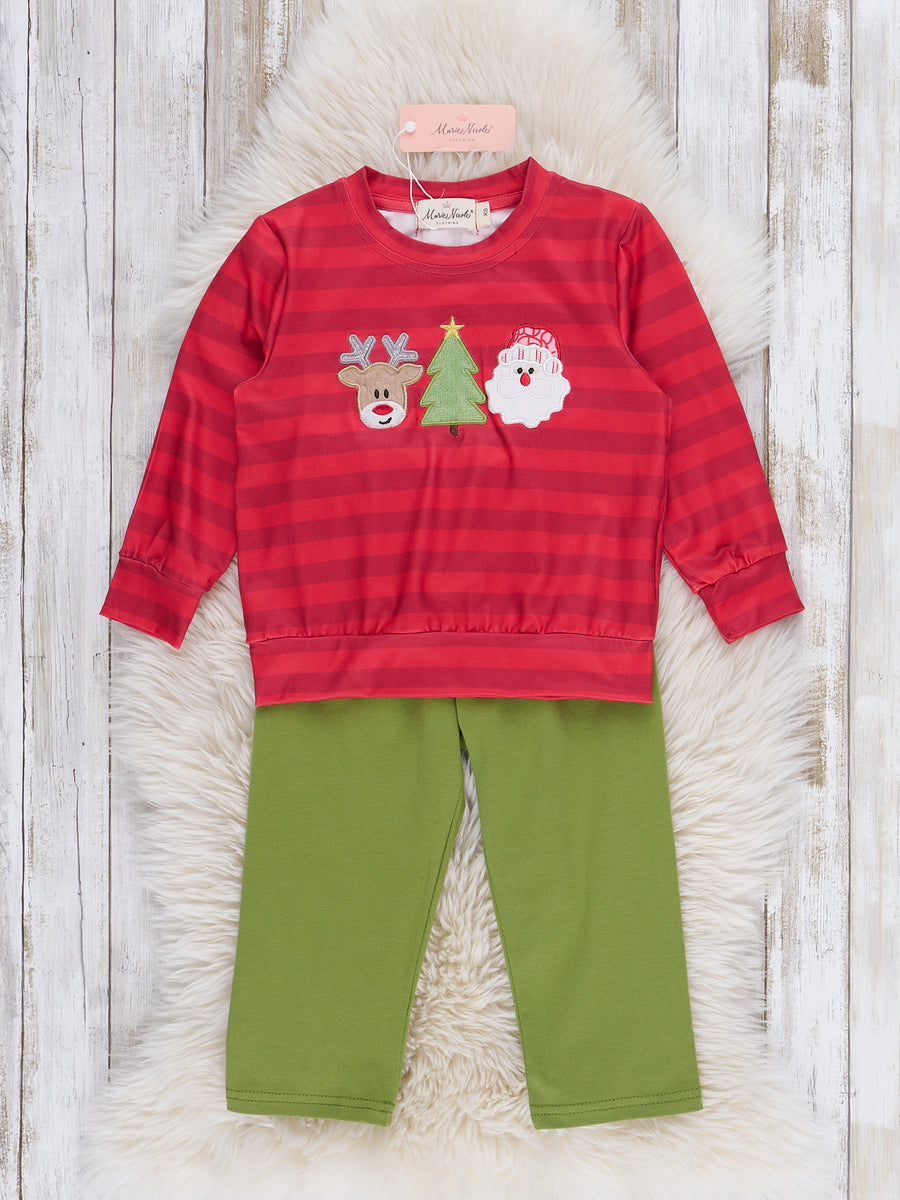 Jolly Reindeer Striped Outfit - Marie Nicole Clothing