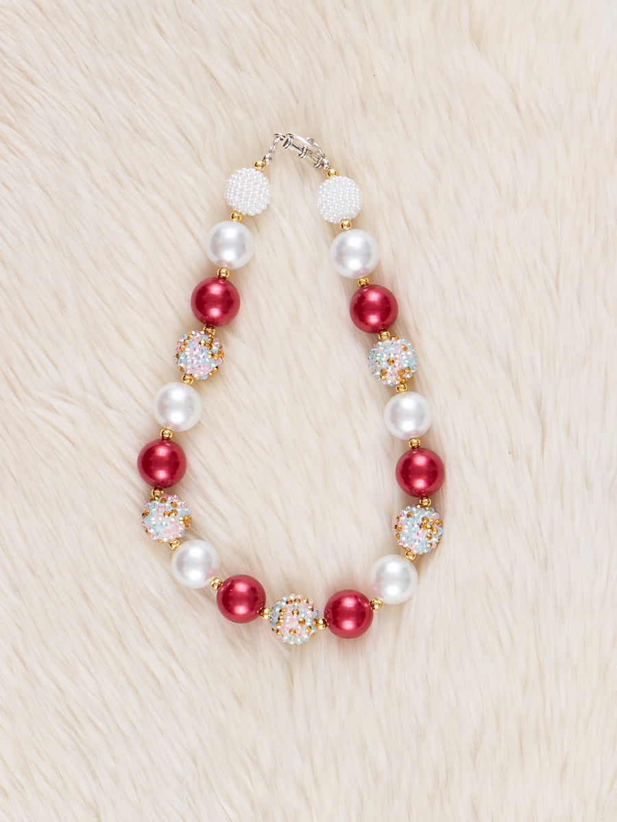 Crimson & Pearl Sparkle Bubblegum Necklace – Marie Nicole Clothing