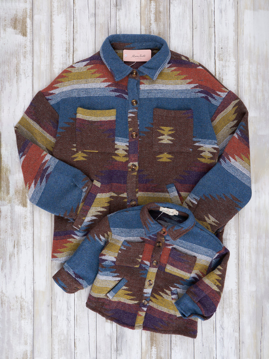 Mom & Me Turquoise Aztec Print Shacket – Marie Nicole Clothing