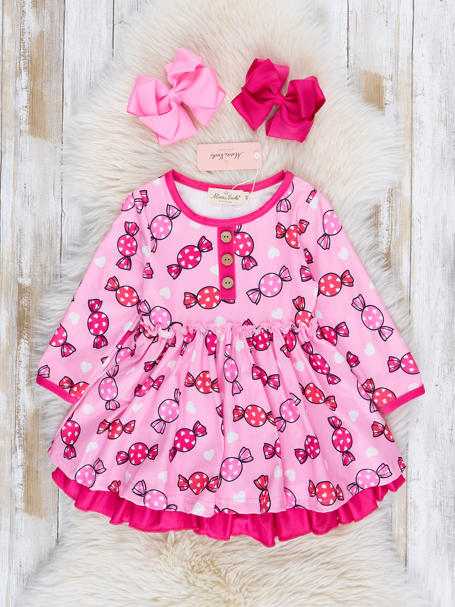 Pink Candies Sweet Valentine Tiered Ruffle Dress – Marie Nicole Clothing