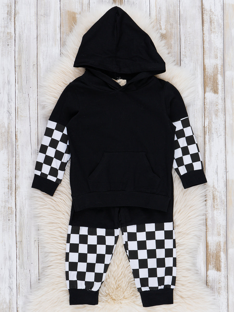 Black Checkers Hoodie & Joggers Outfit – Marie Nicole Clothing