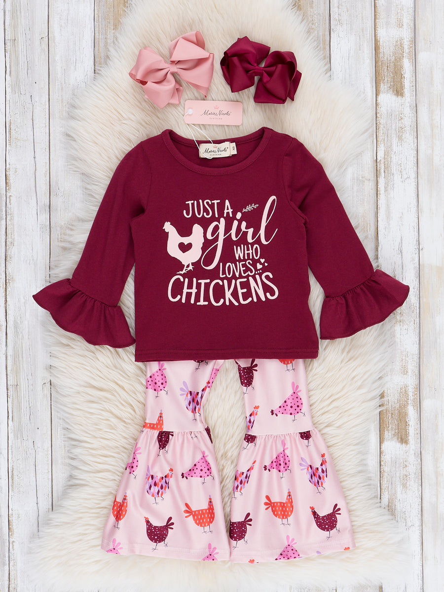 Maroon Chicken Girl Bell Bottoms Outfit – Marie Nicole Clothing