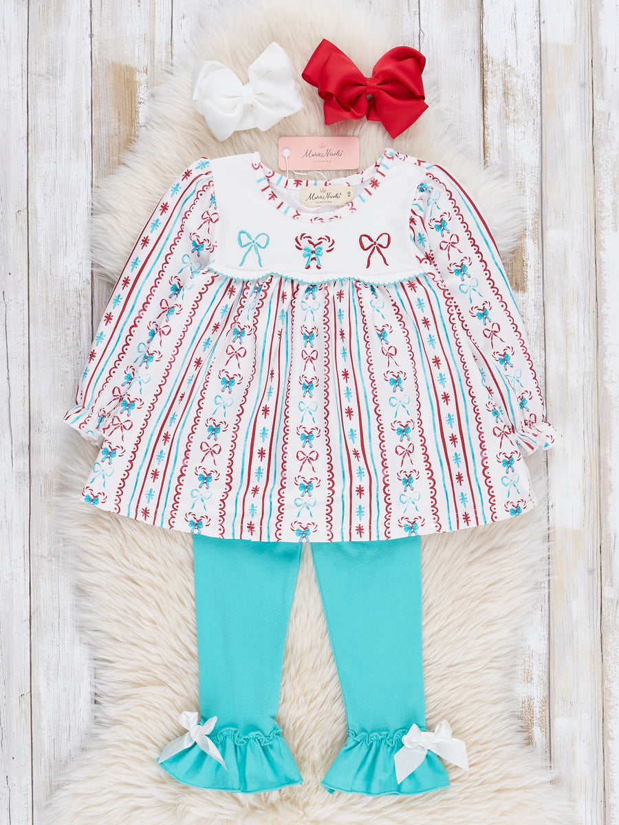 Red & Blue Peppermint Bows Ruffle Outfit – Marie Nicole Clothing