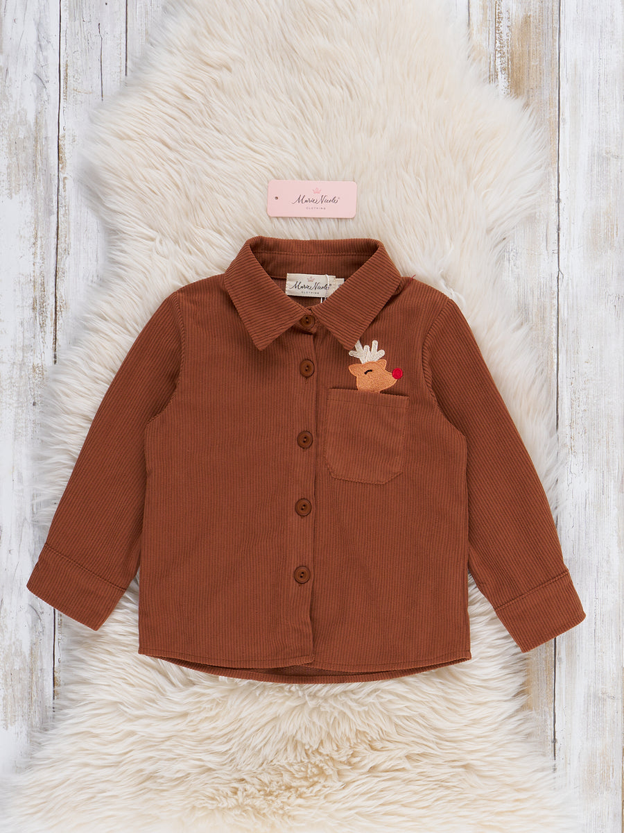 Reindeer Peek-a-boo Pocket Embroidered Shirt – Marie Nicole Clothing