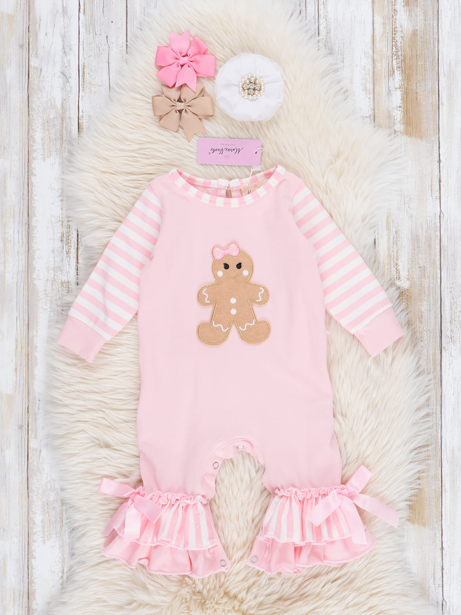 Christmas Gingerbread Romper Pajamas - Pink - Restocked! – Marie Nicole ...