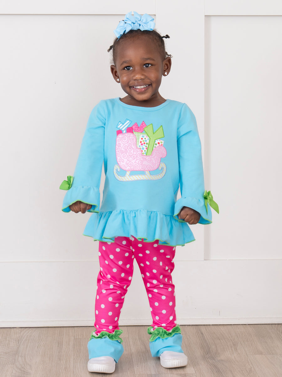 Jolly Sleigh Surprise Embroidered Outfit - Marie Nicole Clothing
