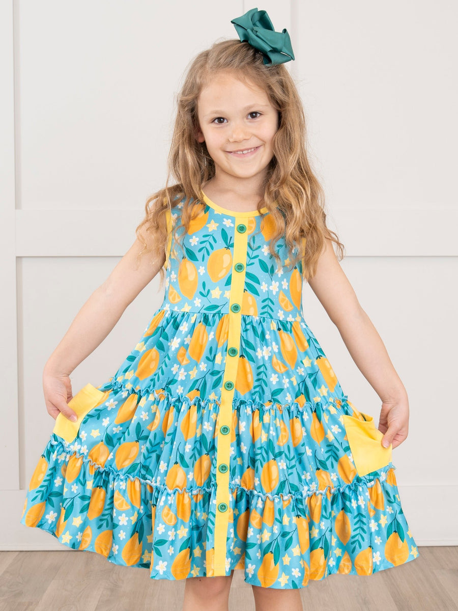 Lemon Slices Tiered Ruffle Dress – Marie Nicole Clothing