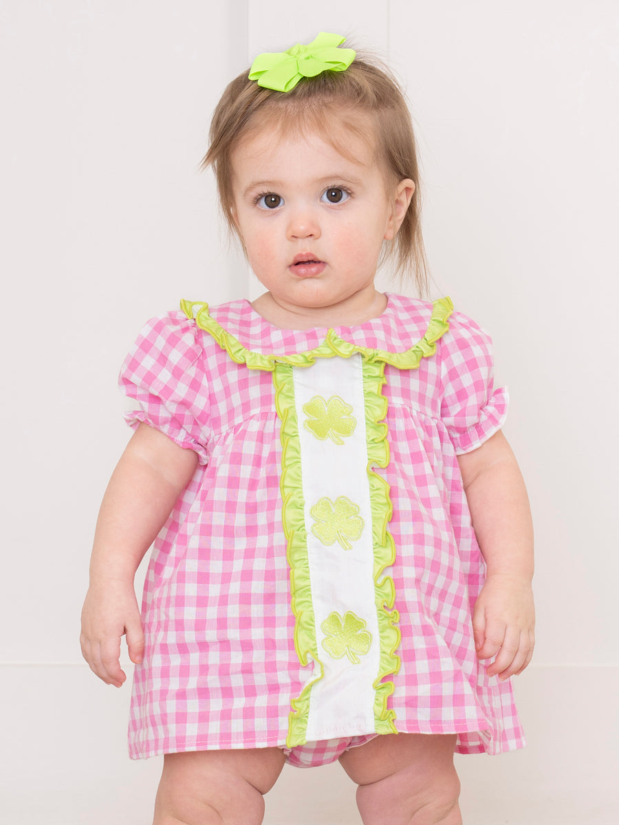 Happy Lucky Shamrocks Embroidered Cottom Bloomers Outfit - Marie Nicole ...