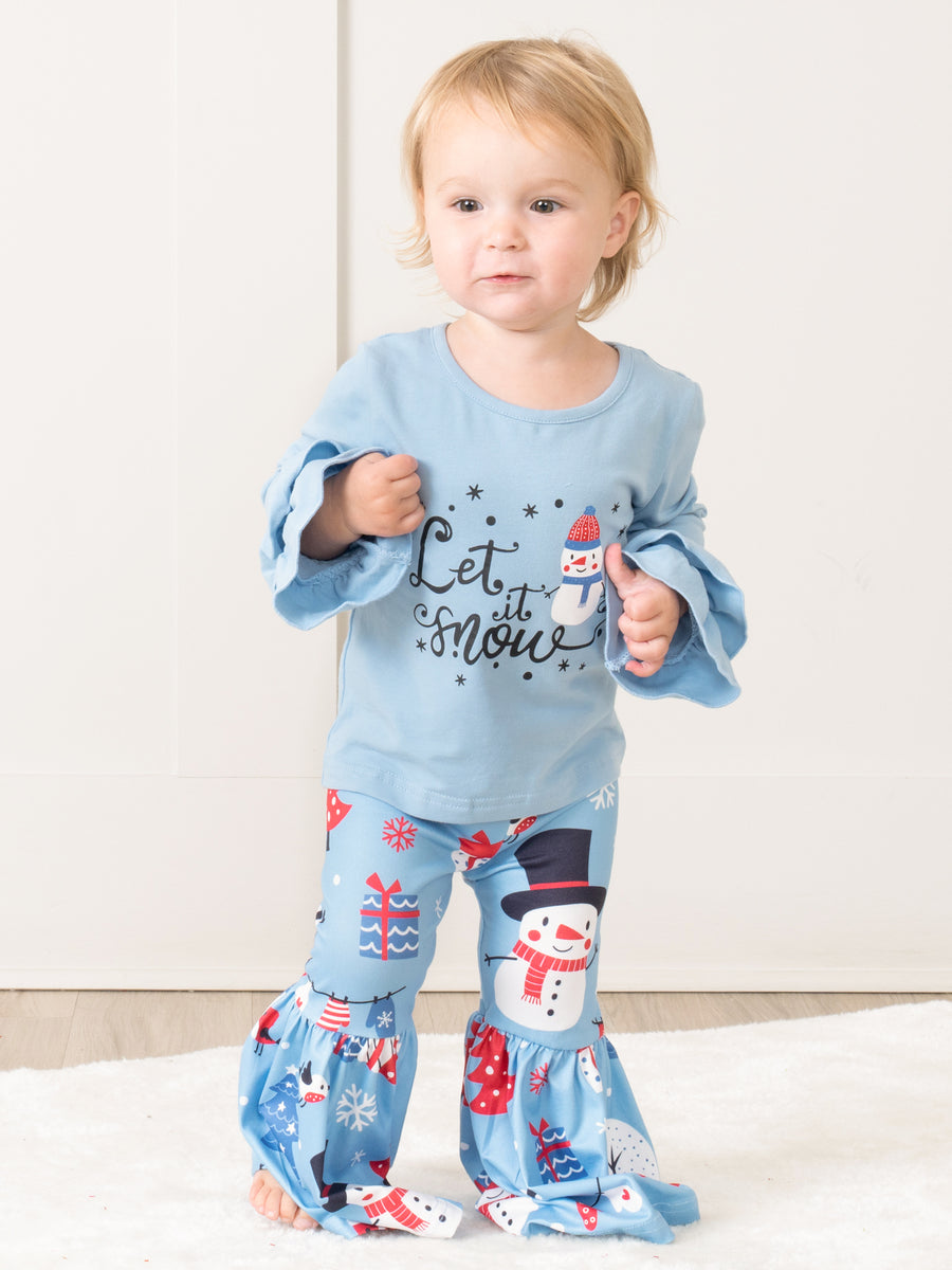 Light Blue Mr Snowman Bell Bottom Outfit – Marie Nicole Clothing