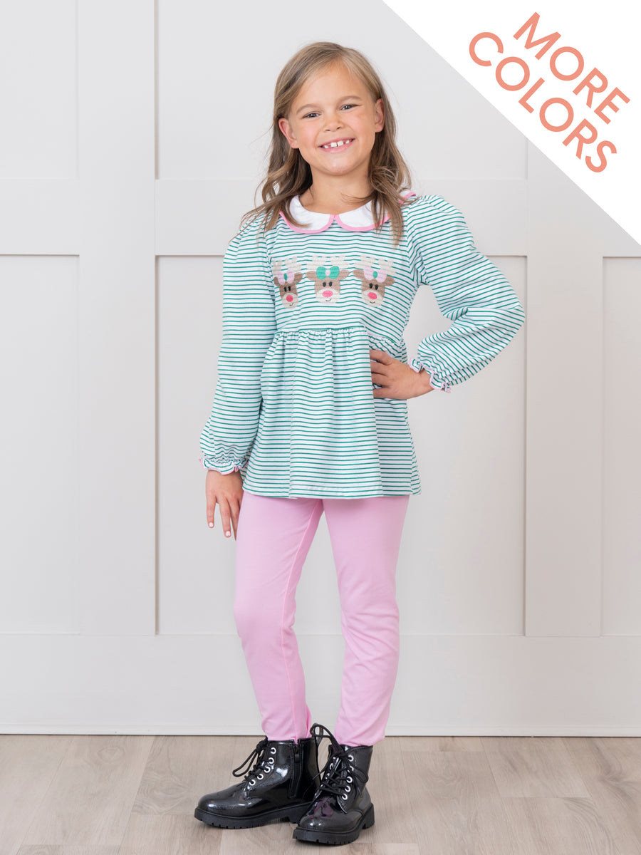 Jolly Stripes Embroidered Peplum Outfit - Marie Nicole Clothing