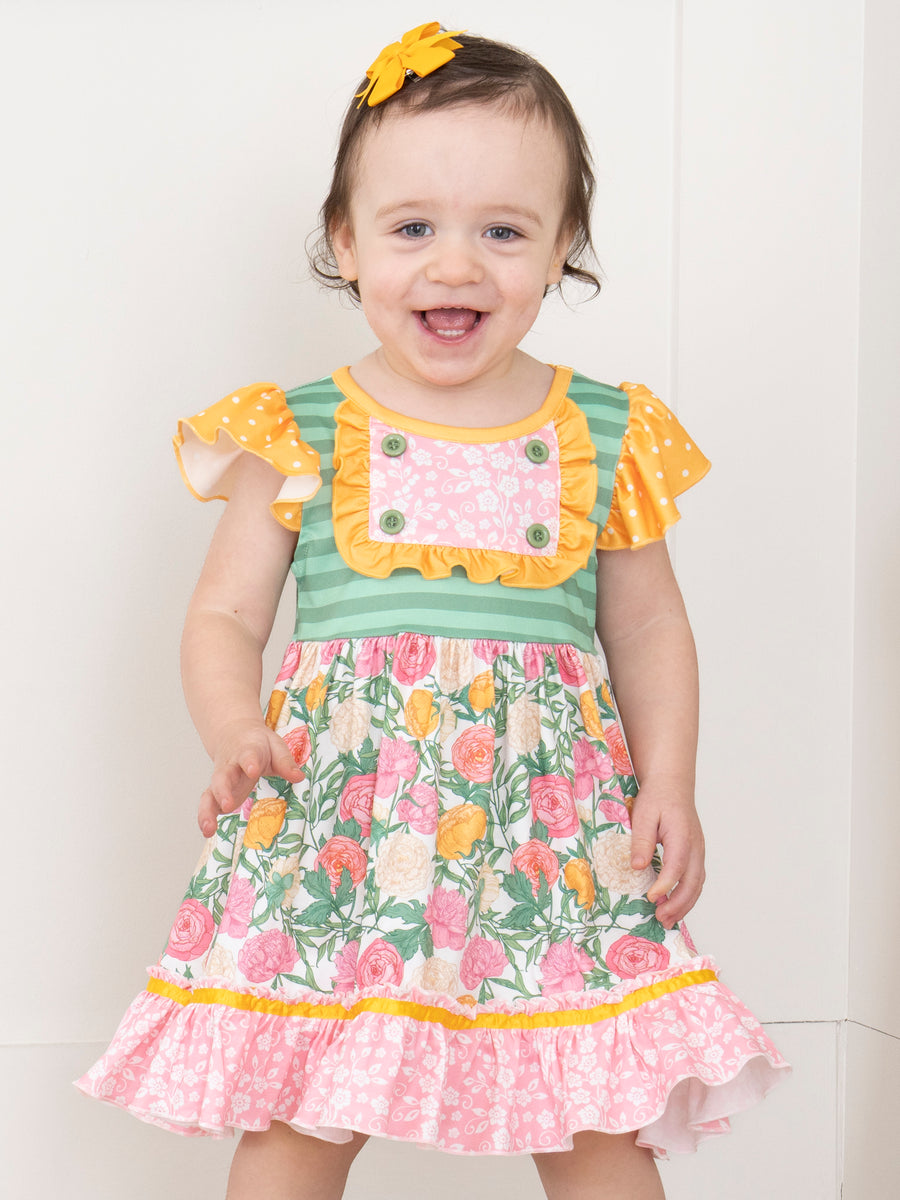 Sweet Blooms Floral Ruffle Dress - Roses – Marie Nicole Clothing