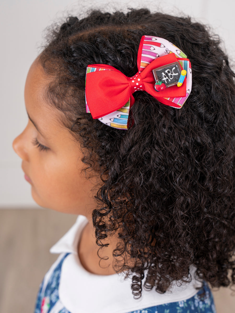 Red ABC Chalkboard Bow – Marie Nicole Clothing