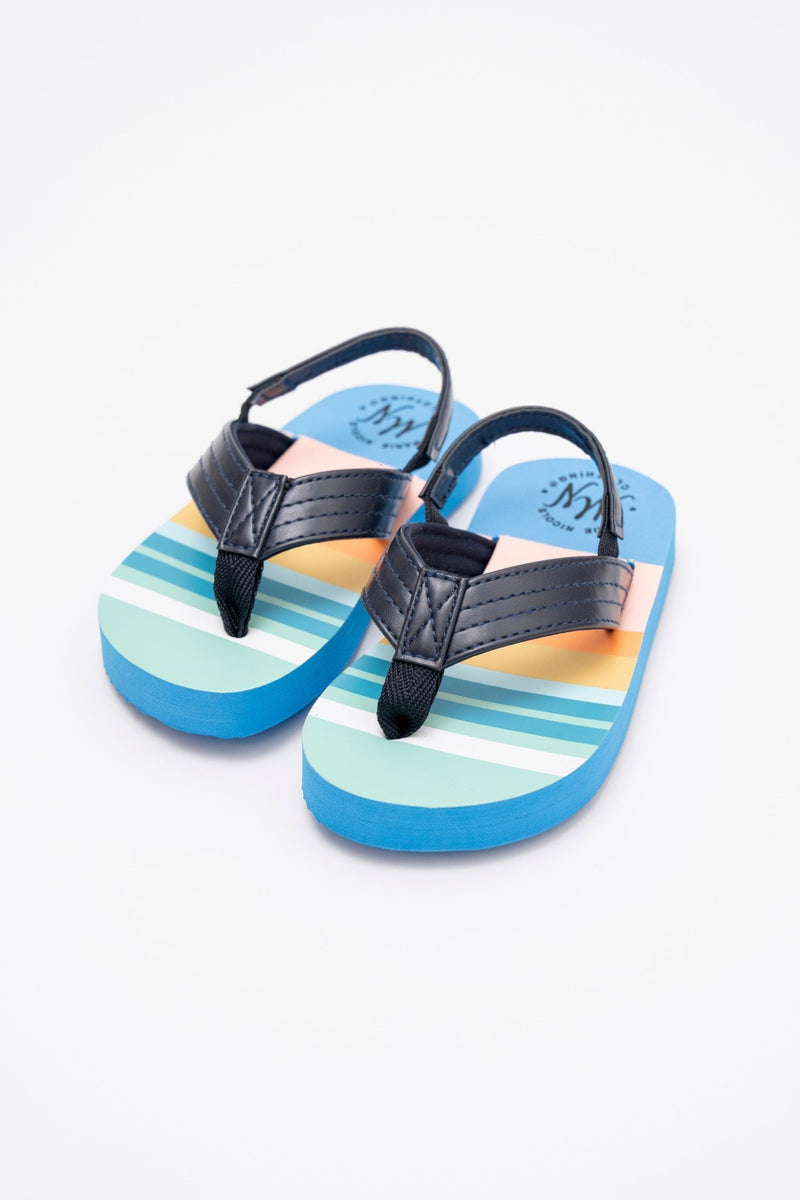 Blue Striped Flip Flops with Backstrap – Marie Nicole Clothing
