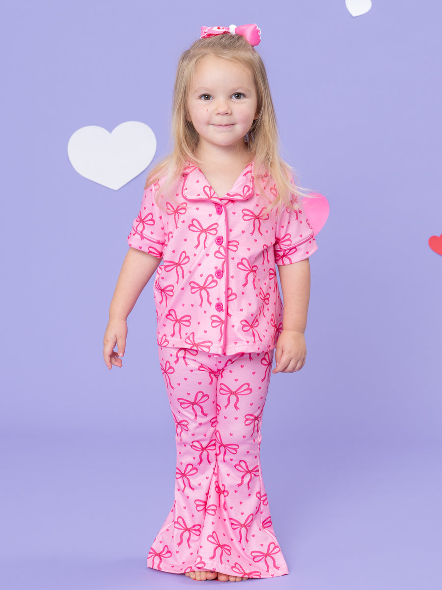 Sweet Bow Dreams Bell Bottom Pajamas - Marie Nicole Clothing
