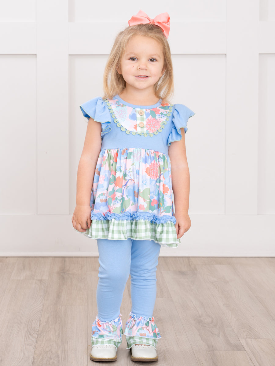 Springtime Flutter Floral Ruffle Outfit - Marie Nicole Clothing
