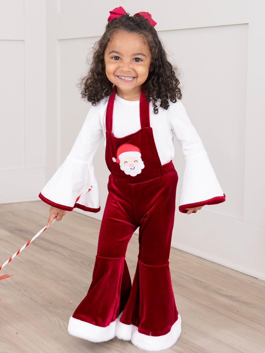 Jolly Santa Velvet Bell Bottom Outfit - Marie Nicole Clothing
