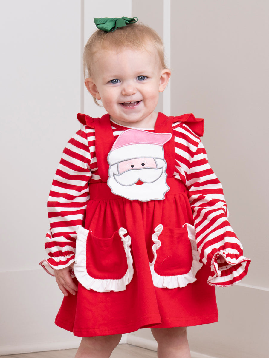 Red & White Striped Santa Overalls Set – Marie Nicole Clothing