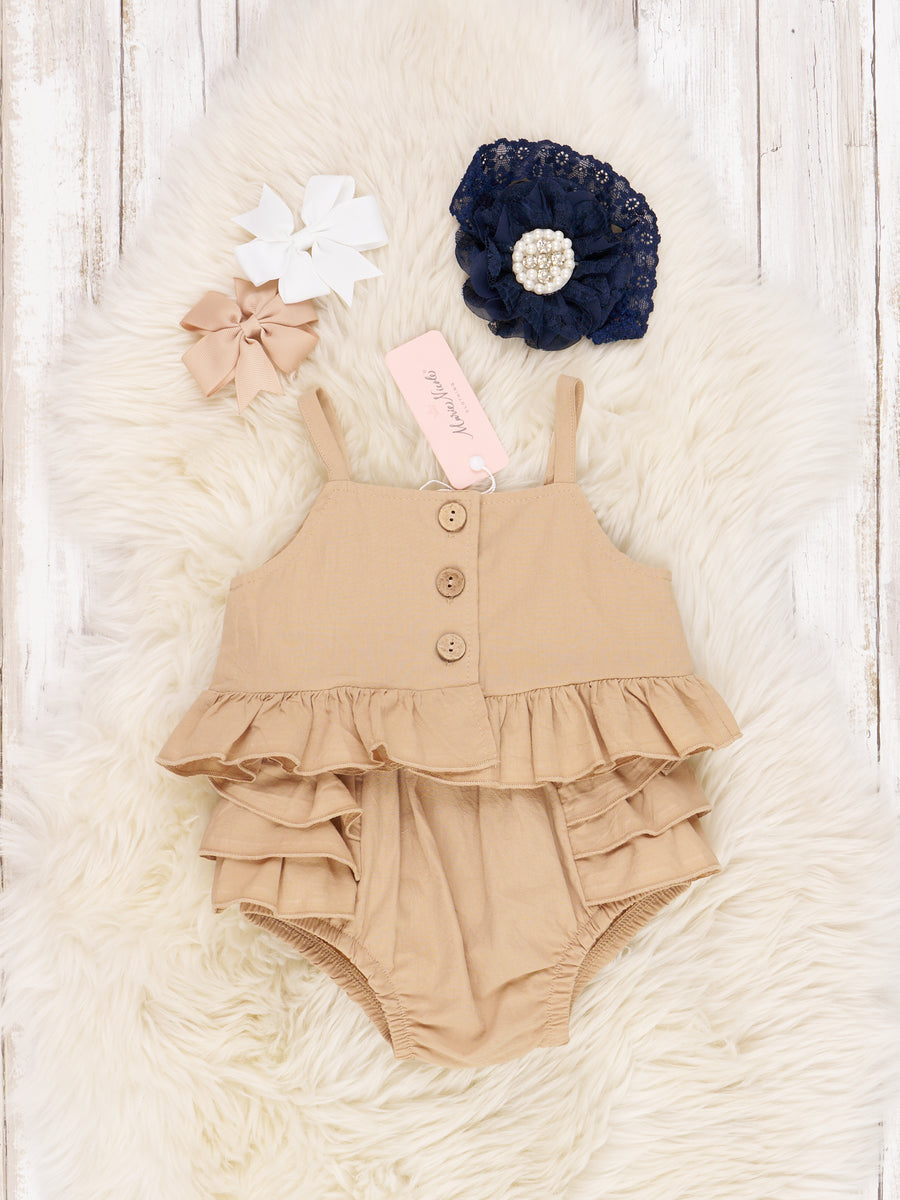 Tan Paper Bag Ruffle Bloomers Outfit – Marie Nicole Clothing