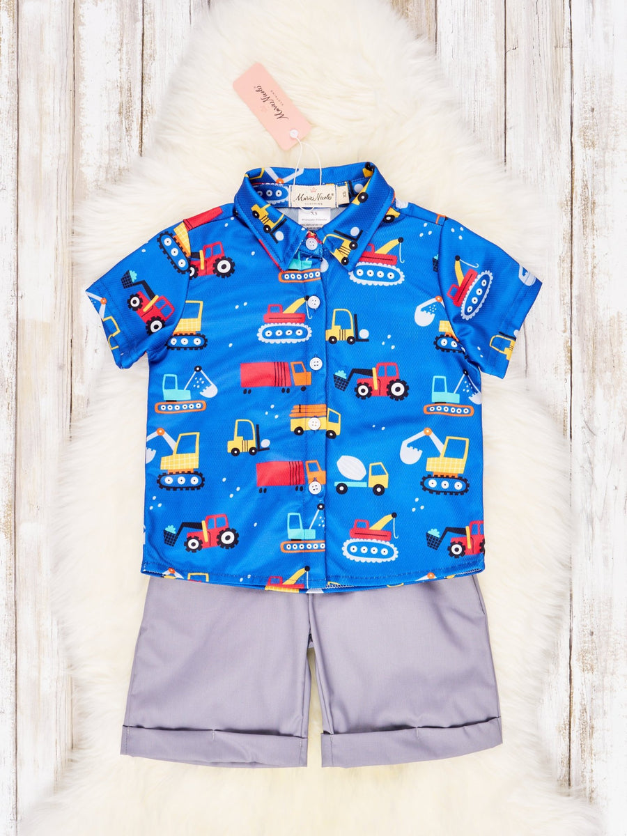 Blue Construction Polo Outfit – Marie Nicole Clothing