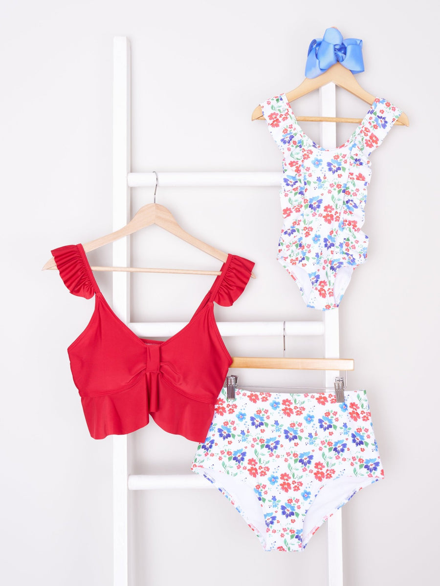 Mom & Me Red White & Blue Poppy Swimsuit – Marie Nicole Clothing