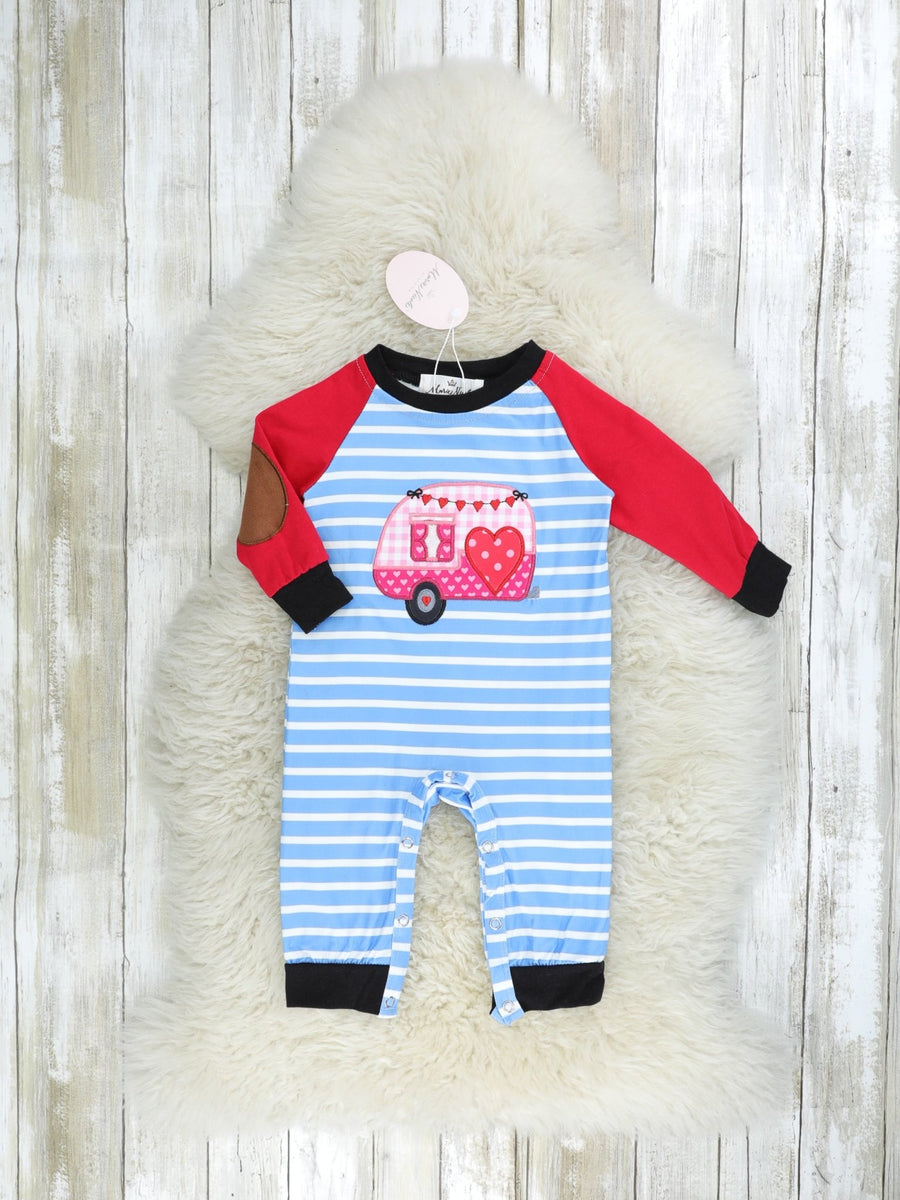 Pink Gingham Heart Camper Raglan Romper – Marie Nicole Clothing