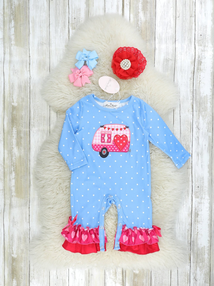 Pink Gingham Heart Camper Ruffle Romper – Marie Nicole Clothing