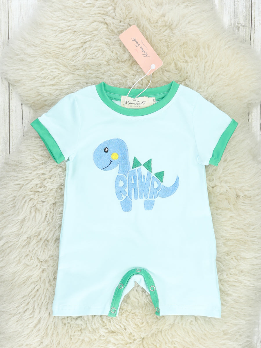 Baby Blue "Rawr" Romper – Marie Nicole Clothing