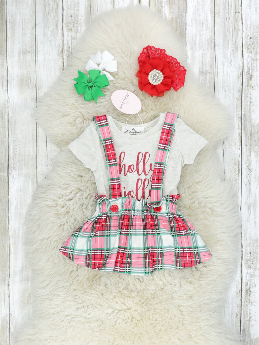 "Holly Jolly" Plaid Onesie Outfit – Marie Nicole Clothing